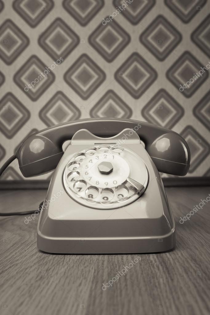 Vintage gray telephone — Stock Photo © stokkete #55013837