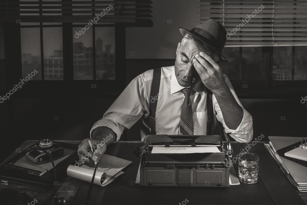 Professional reporter working late at night — Stock Photo © stokkete ...