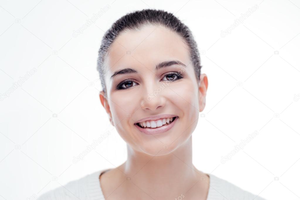 Smiling Human Faces White Background