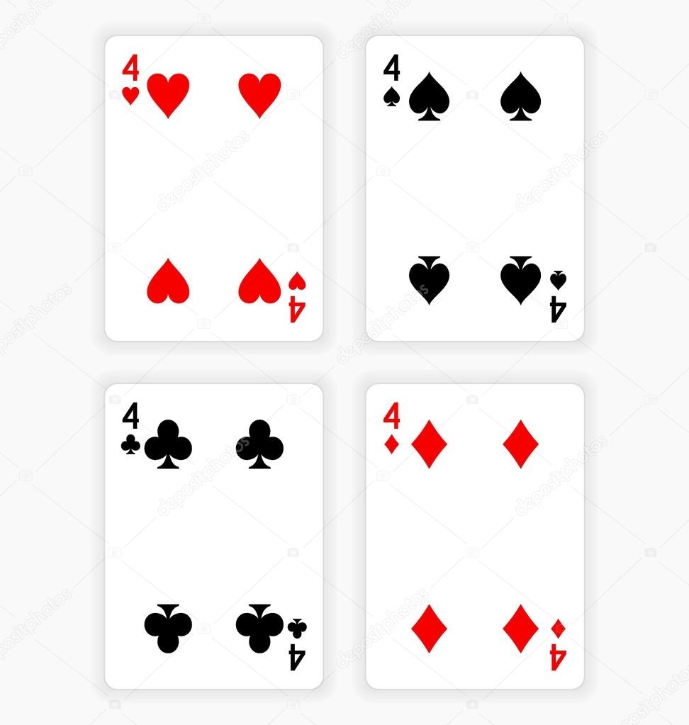 Playing Cards Showing Fours from Each Suit Stock Vector Image by ©zager ...