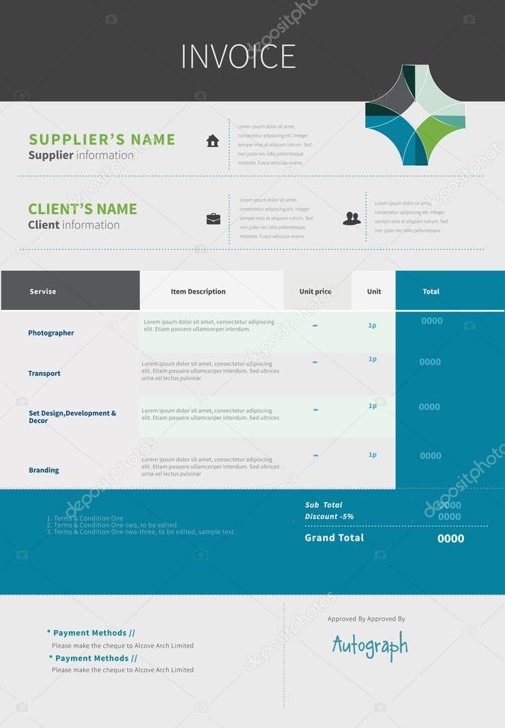 Blue Invoice template — Stock Vector © timea #97911158