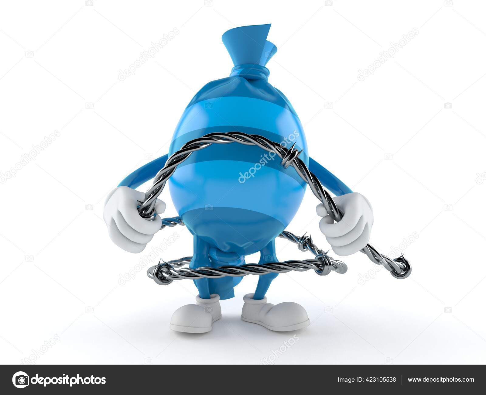 Candy Character Holding Barbed Wire Isolated White Background ...
