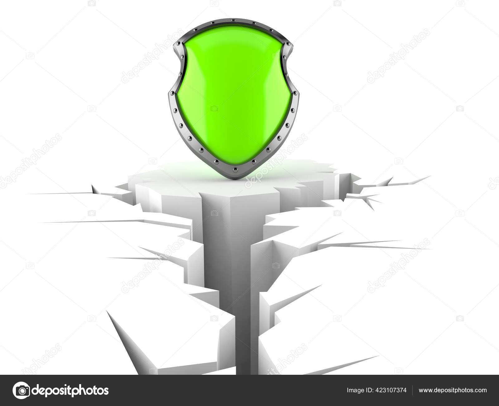 Protective Shield Cracked Hole Isolated White Background Illustration ...