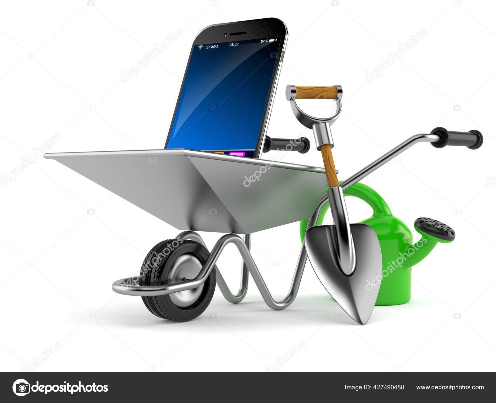 Smartphone Wheelbarrow — Stock Photo © Talaj #427490480