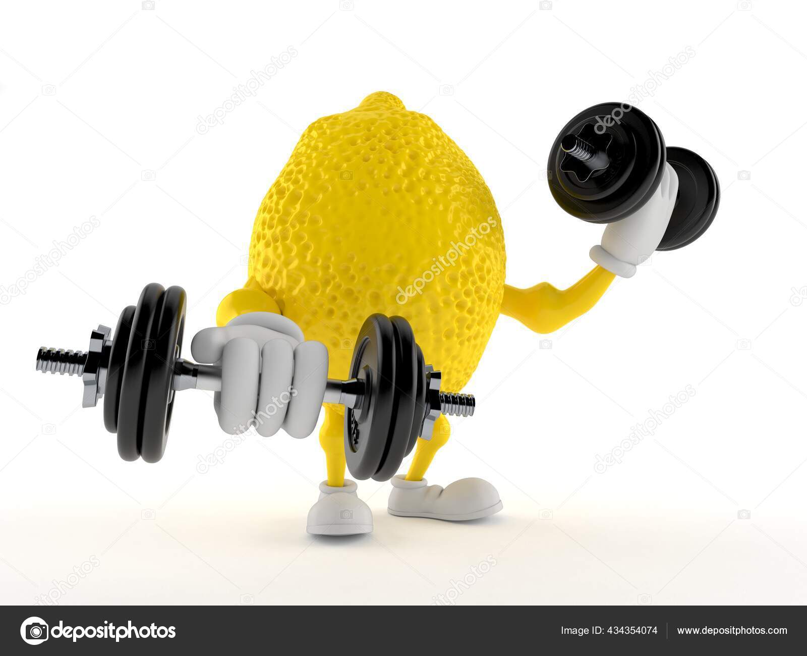 Lemon Character Dumbbells Isolated White Background Illustration Stock ...