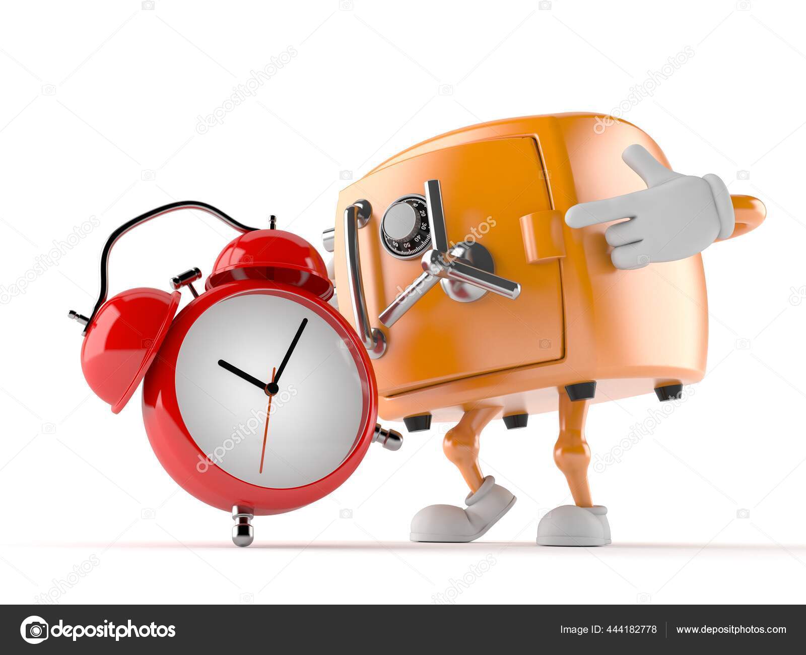 Safe Character Alarm Clock Isolated White Background Illustration ...