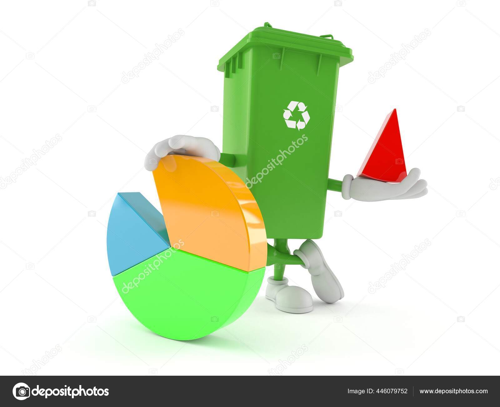 Dustbin Character Pie Chart Isolated White Background Illustration ...