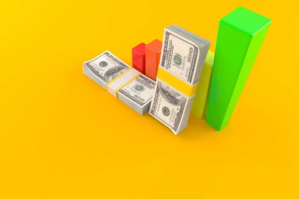 Pie Chart Stack Money Isolated Blue Background Illustration Stock Photo ...