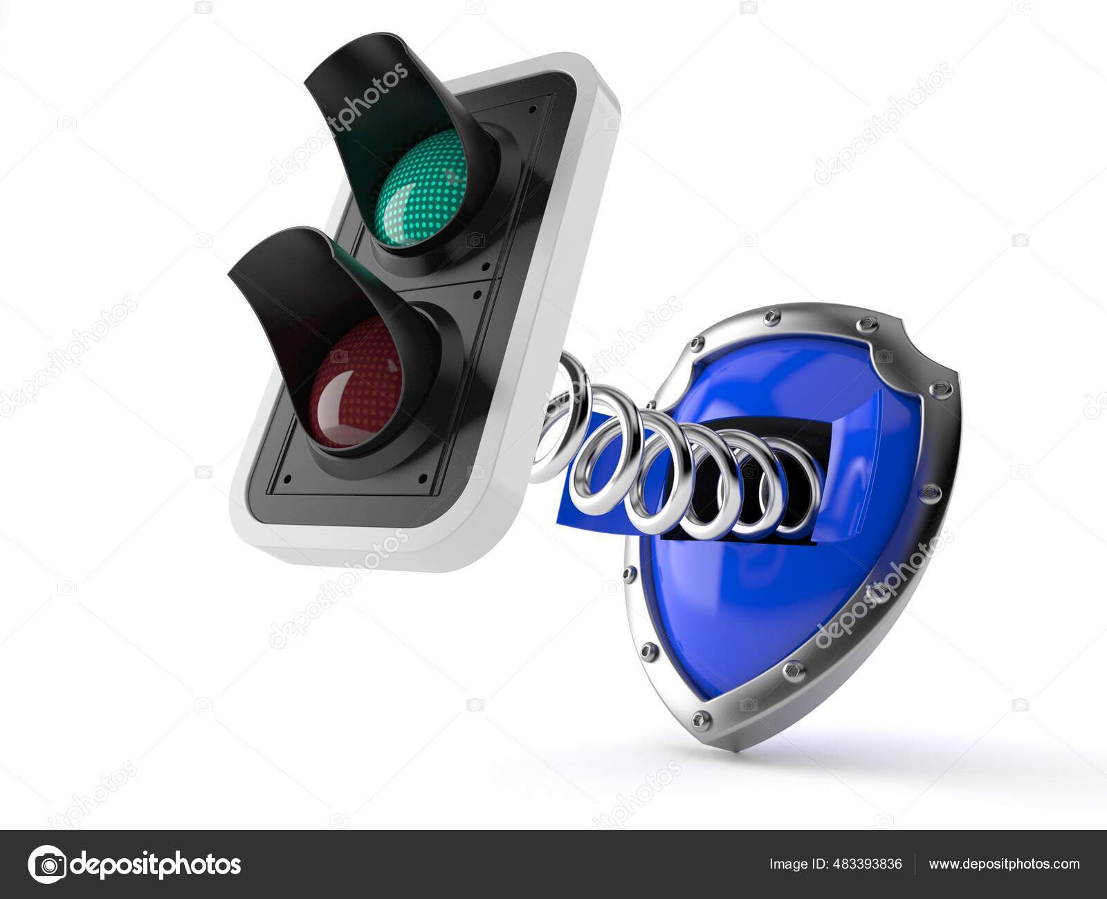 Green Traffic Light Shield Isolated White Background Illustration Stock ...