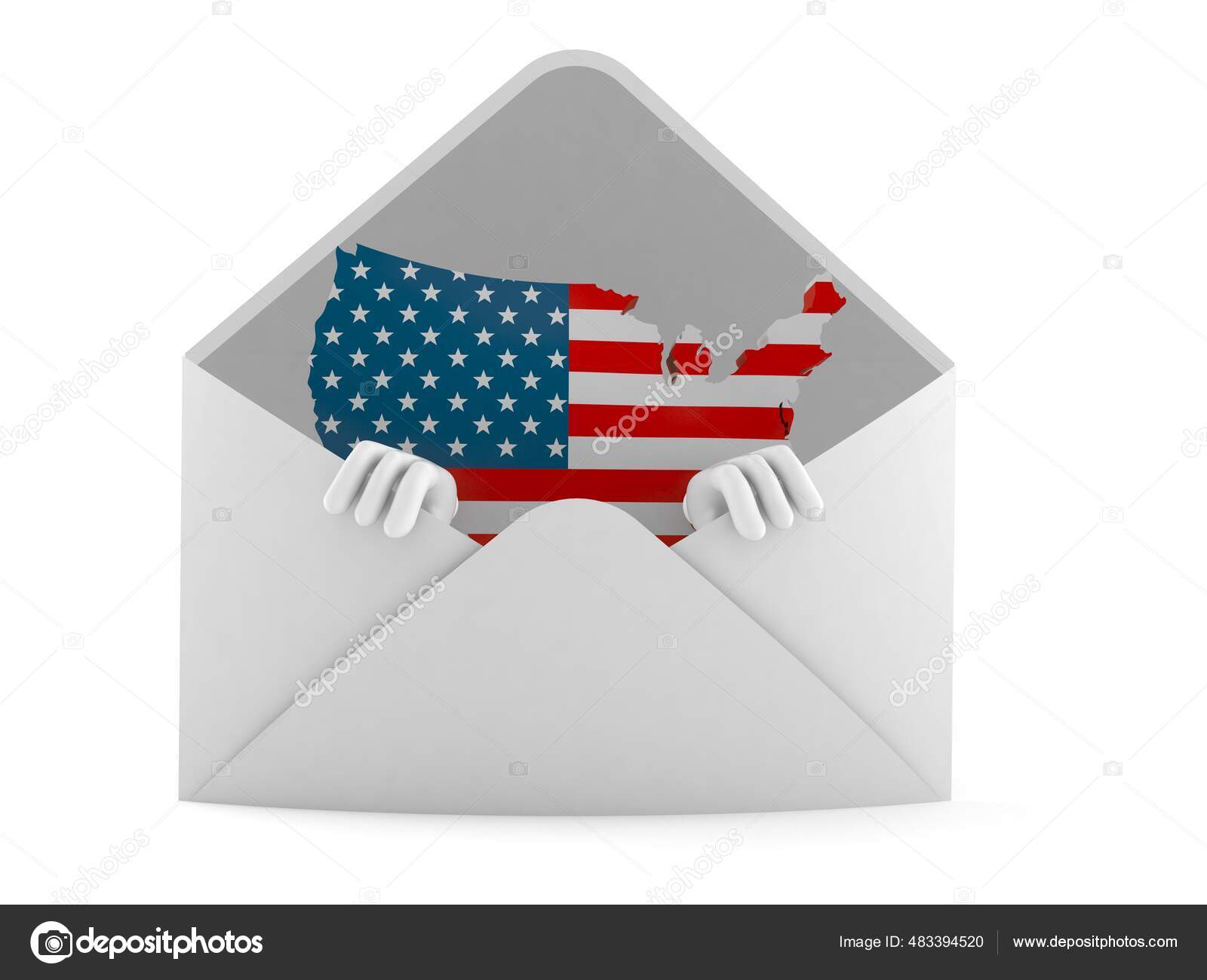 Usa Character Envelope Isolated White Background Illustration Stock ...