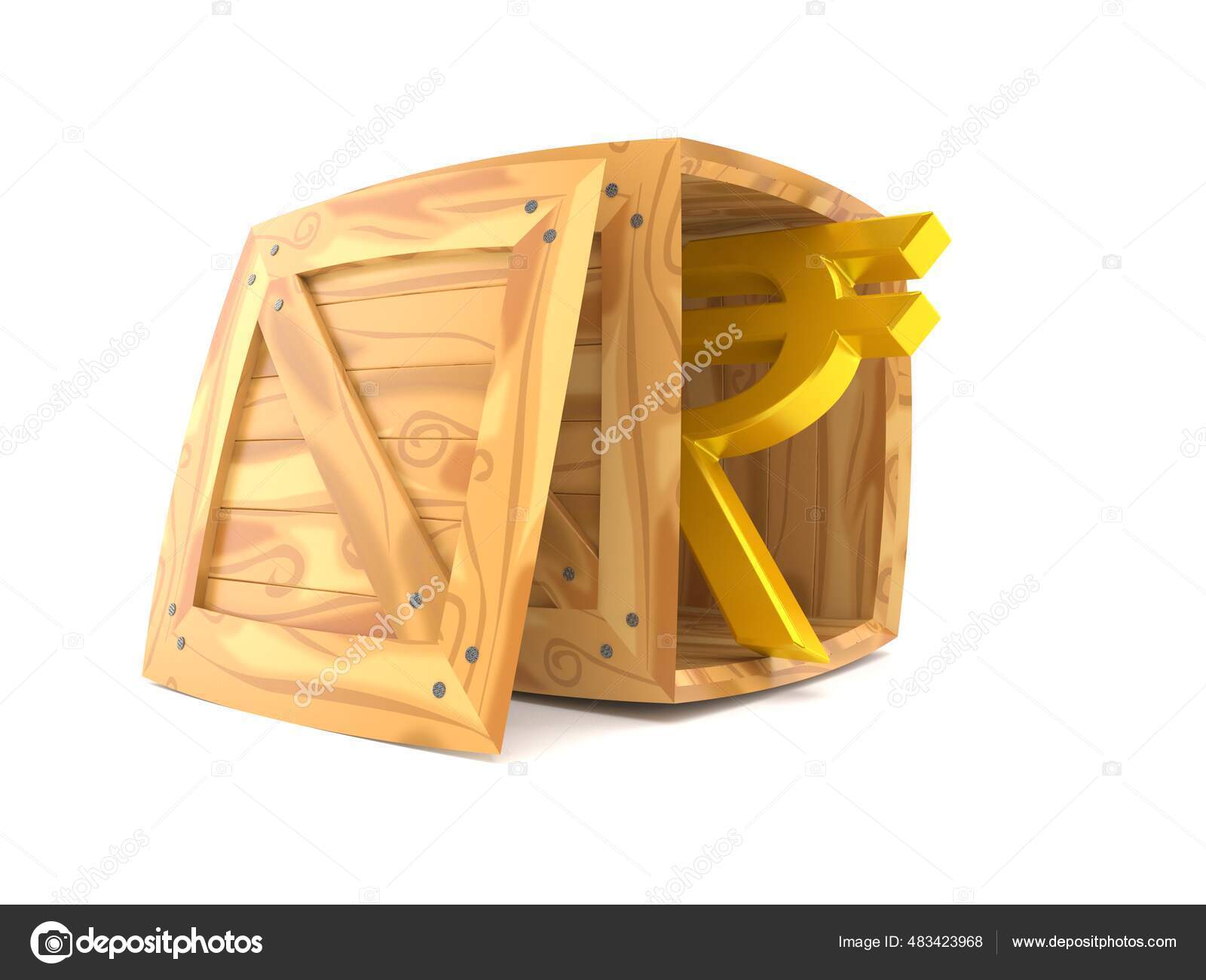 Rupee Currency Symbol Cargo Crate Isolated White Background ...