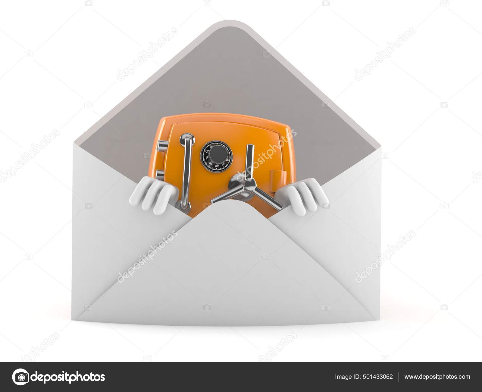 Safe Character Envelope Isolated White Background Illustration Stock ...