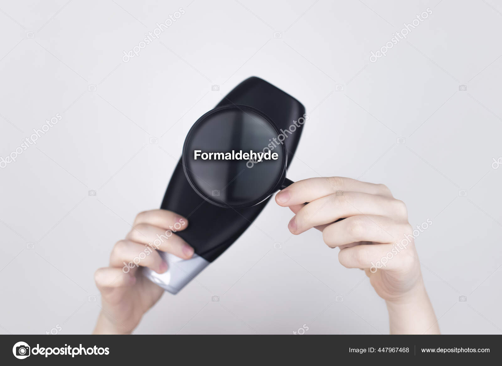 Chemical Components Shampoo Label Formaldehyde Female Hands Hold ...