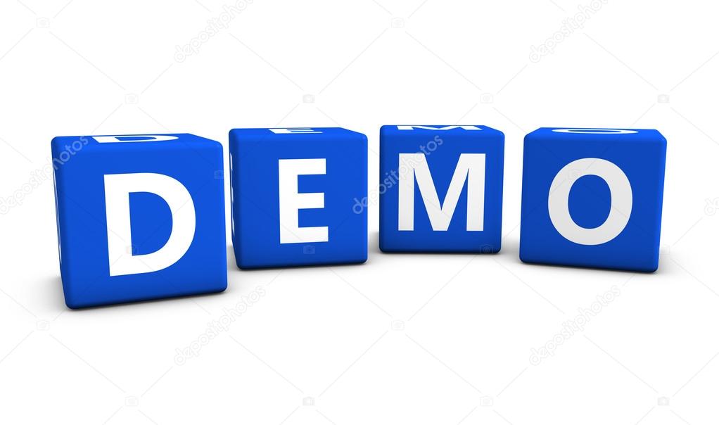 Demo Sign On Blue Cubes — Stock Photo © NiroDesign #113704358