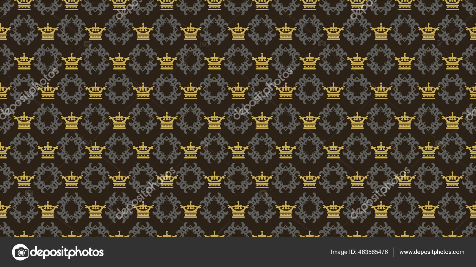 Background Pattern Golden Royal Crowns Ornament Gray Decorative ...