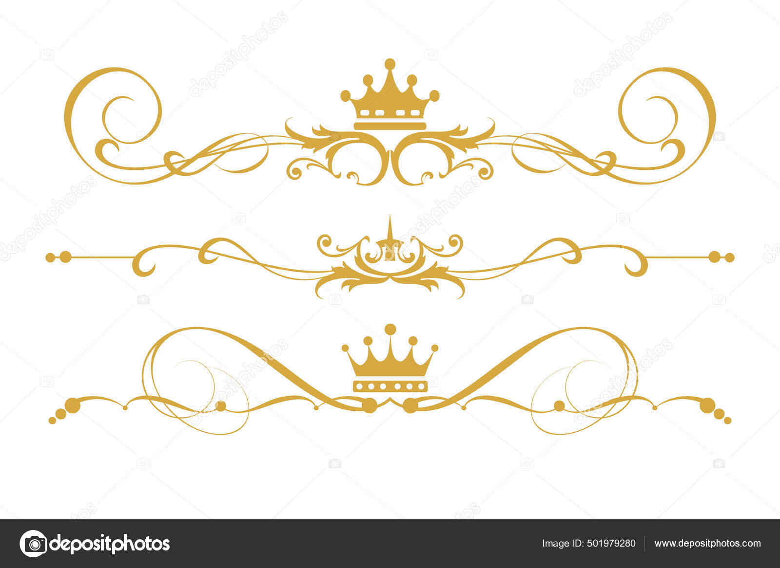 Royal Style Design Elements Gold Isolated White Vector Set Stock Vector by ©kio777 501979280
