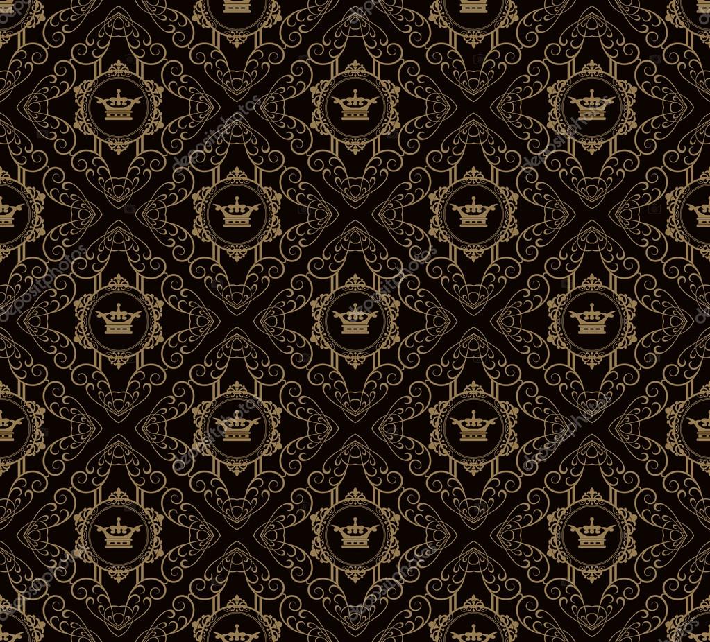 Seamless pattern. Royal Wallpaper. Background. Dark Stock Photo by ...