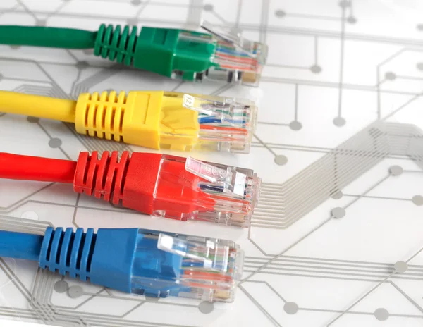 Multi colored ethernet network cables connected to a router Stock Photo ...