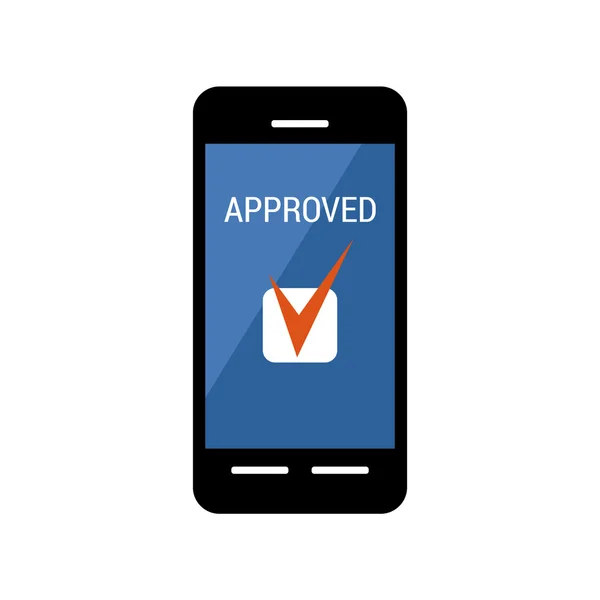 Mobile phone icon with check, approve, done or confirm sign. Vector ...