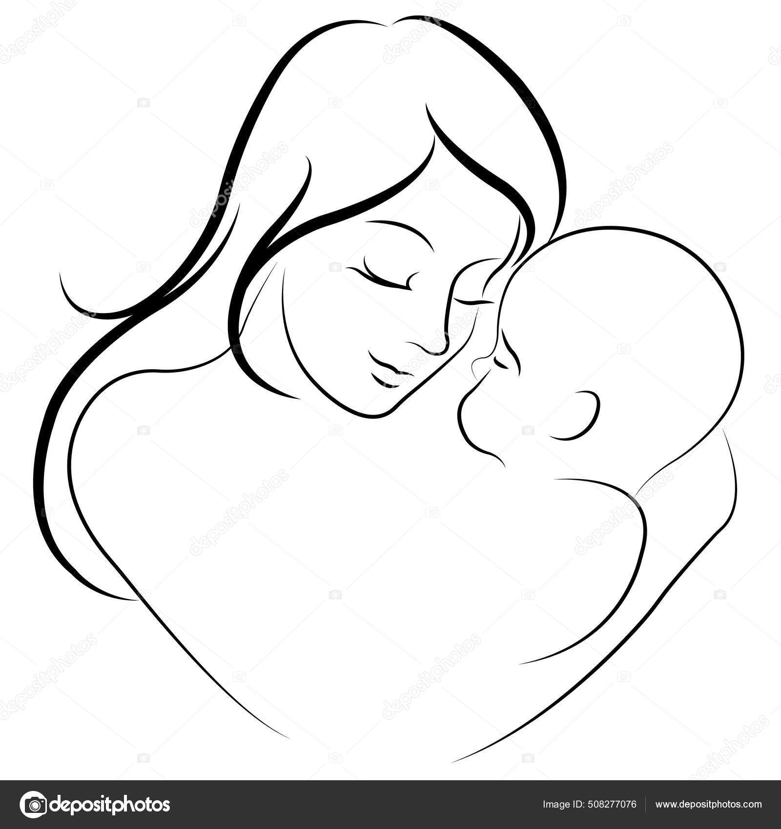 Asiatisk Mor Og Barn Tegning Magnors Tegneside