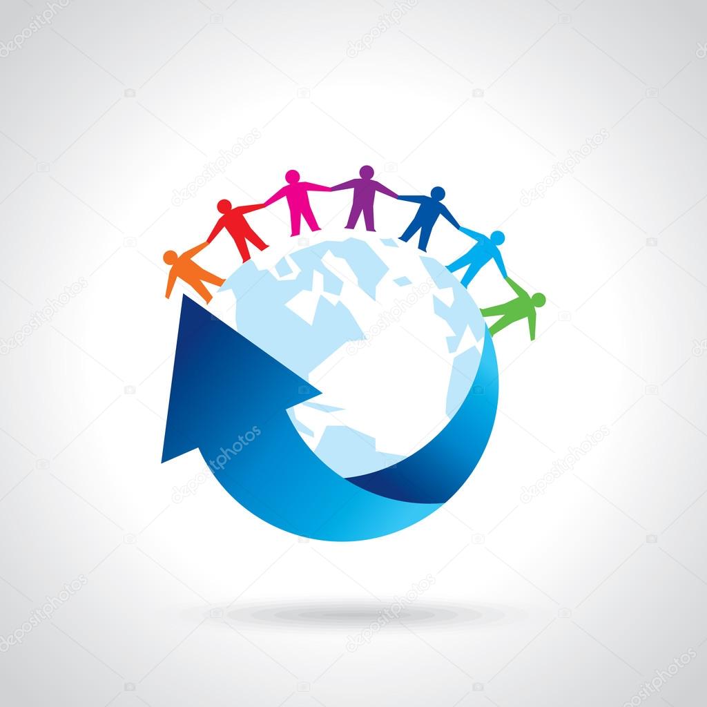 Earth Globe with people teamwork Stock Vector Image by ©arrtfoto #94354834