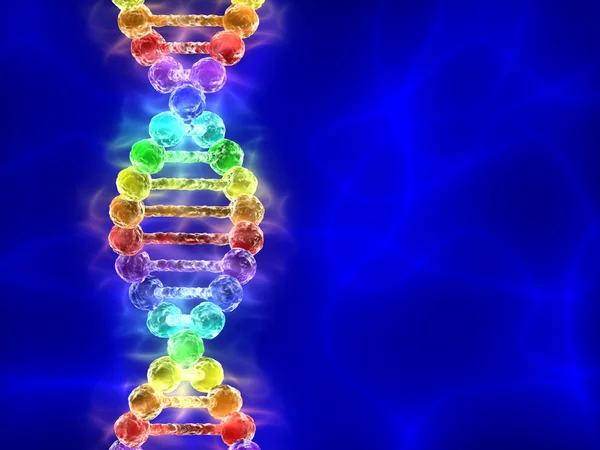 Rainbow DNA (deoxyribonucleic acid) with defocus on background Stock ...