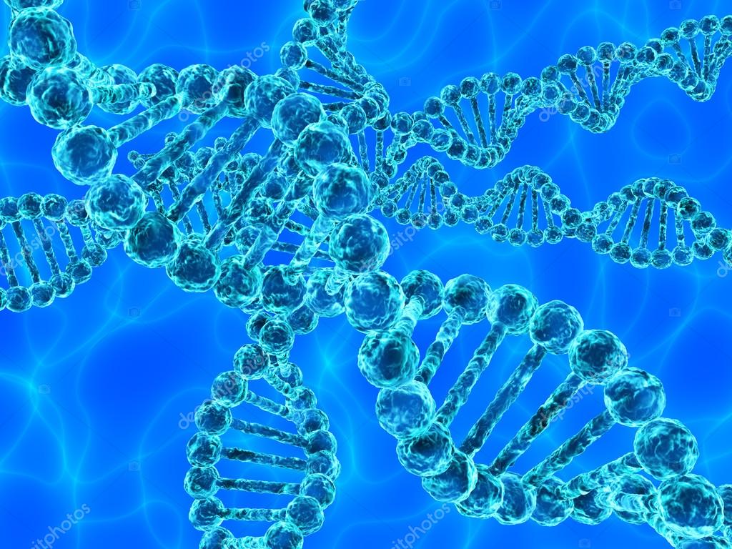 ADN azul (ácido desoxirribonucleico) con ondas en el fondo 2022