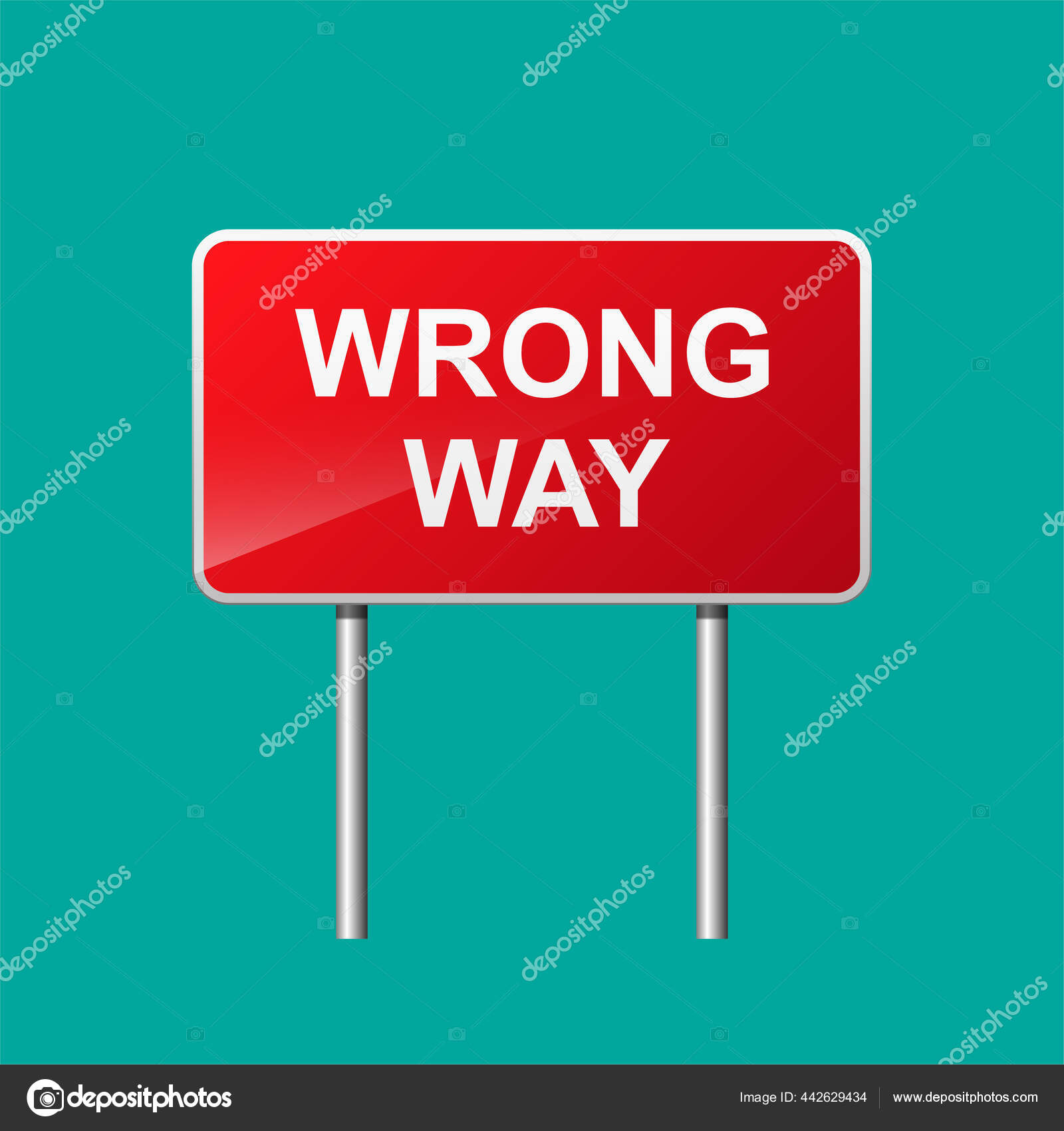 Wrong Way Sign Isolated Background Vector Illustration Stock Vector ...