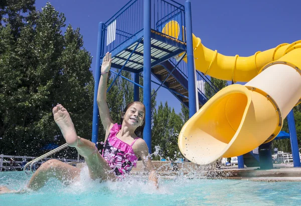 Young Girl Splashing Swimming Pool Stock Photo by ©luna123 297089614