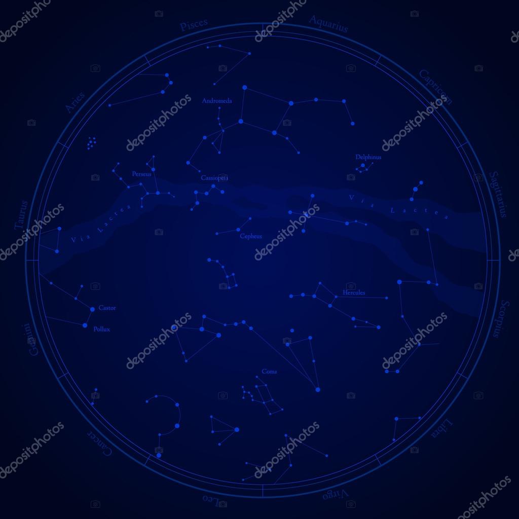 Zodiac star map with constellations Stock Vector Image by ©lkeskinen0 ...