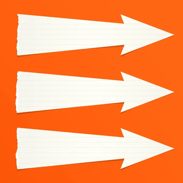 White ripped paper arrows with shadow are on gray diagonal background ...