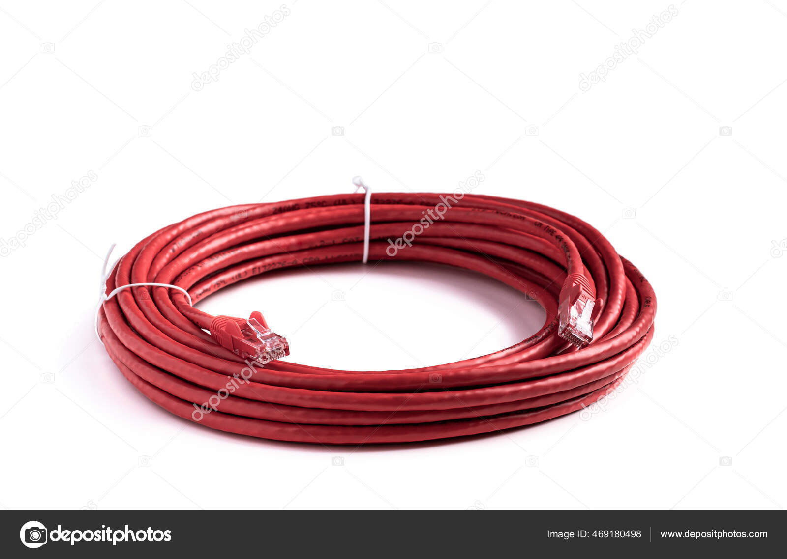 Honk Red Awg Stranded Ethernet Cable Rj45 Connectors Isolated White ...