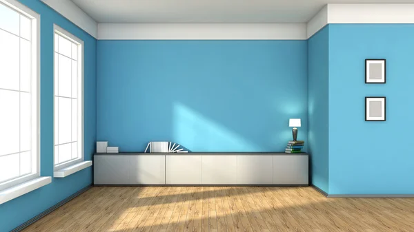 Empty blue living room — Stock Photo © archideaphoto #32691123