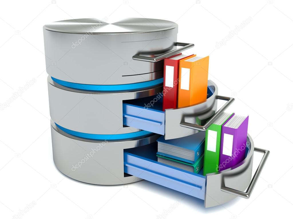 Database storage concept. Hard disk icon with folders — Stock Photo ...