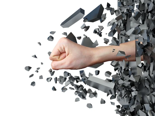 Hand Breaking Through From glass Wall. Abstract 3D Illustration — Stock ...