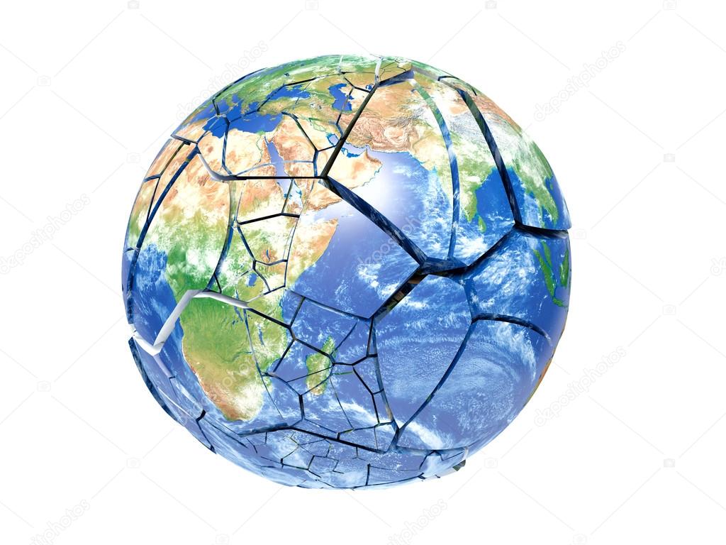 Broken planet earth on a white background Stock Photo by ...
