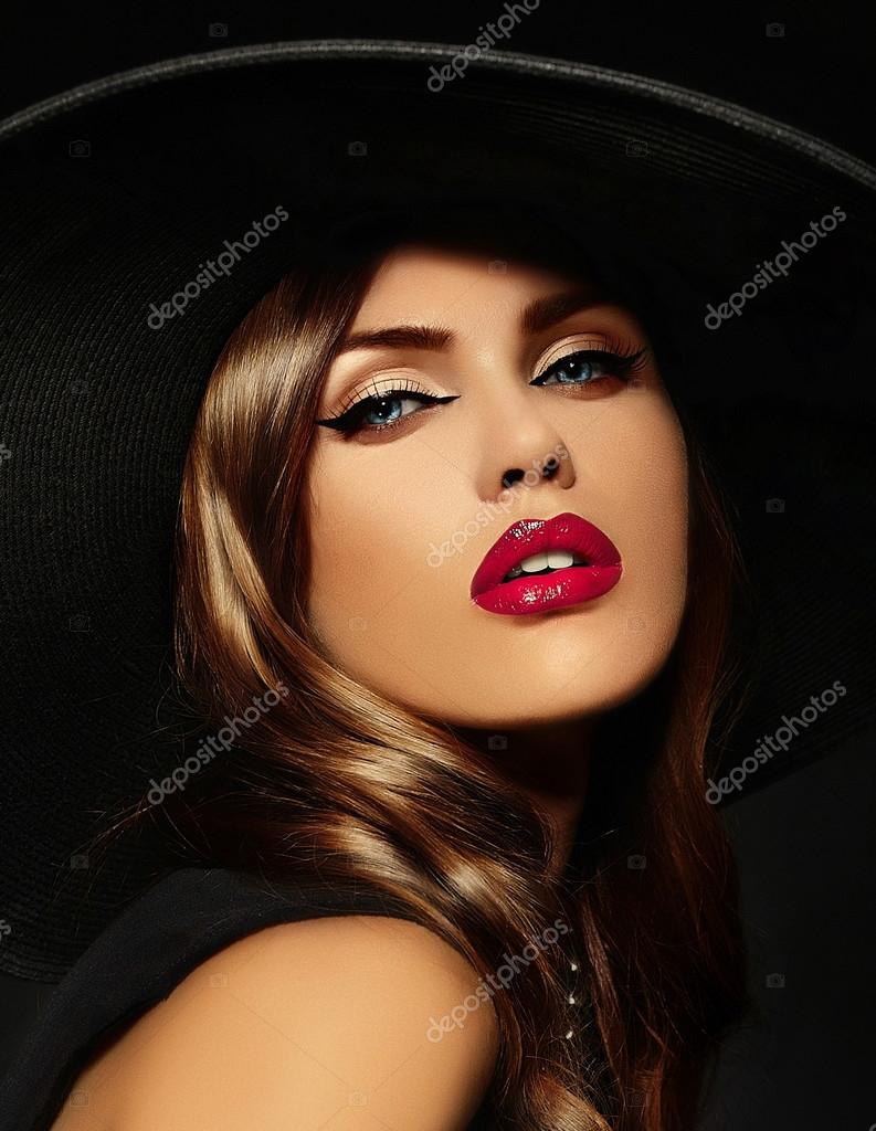 High Fashion Look Glamor Closeup Portrait Of Beautiful Sexy Stylish
