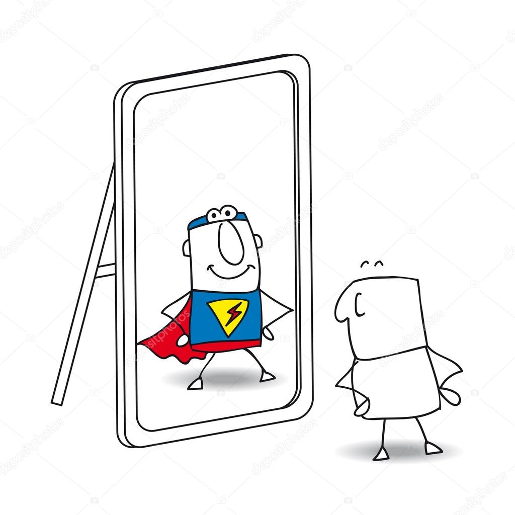 Superhero looks in the mirror. Stock Vector by ©tintin75 64675773