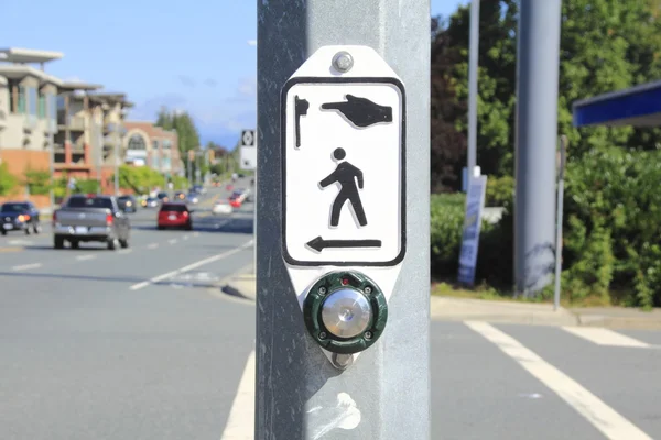 Hand pushing a pedestrian crosswalk button — Stock Photo ... Hand pushing a pedestrian crosswalk button — Stock Photo ...