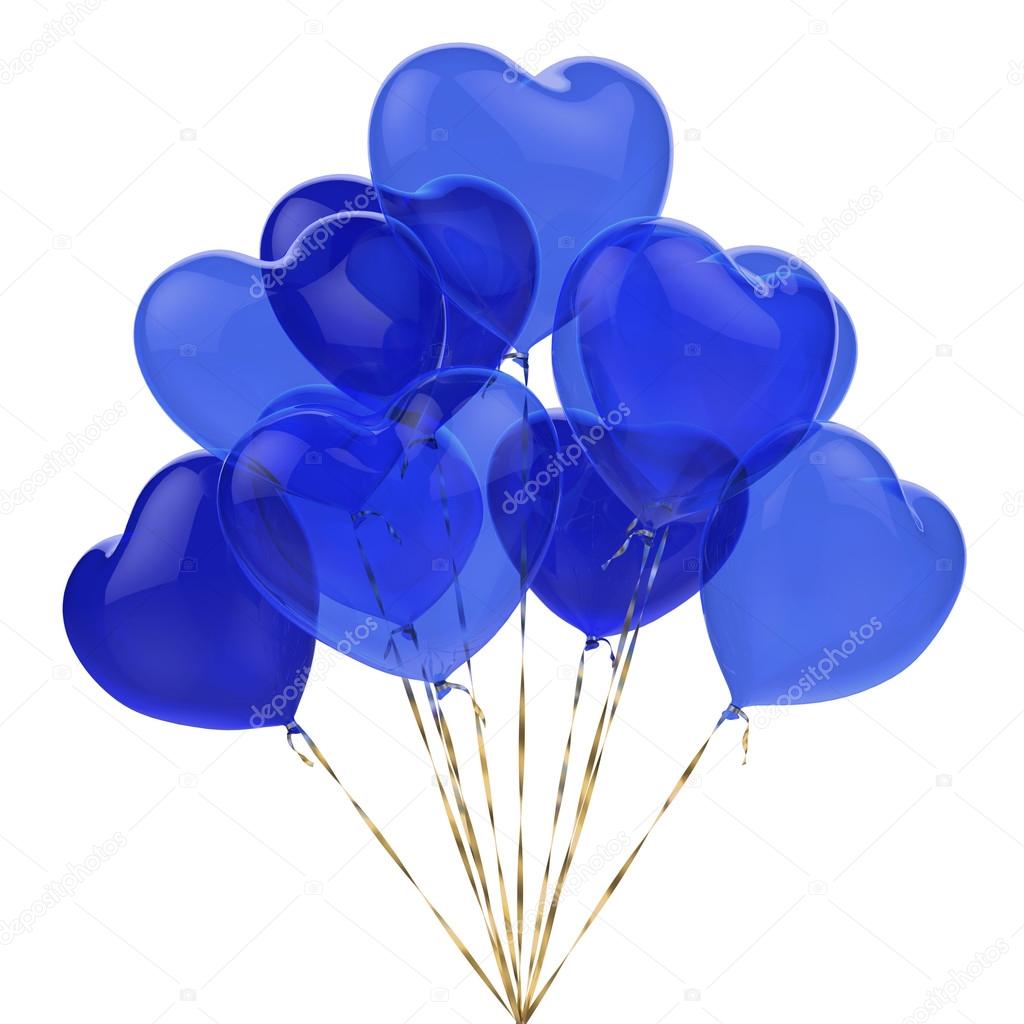 Globos azules en forma de corazón para la celebración — Foto de Stock ...