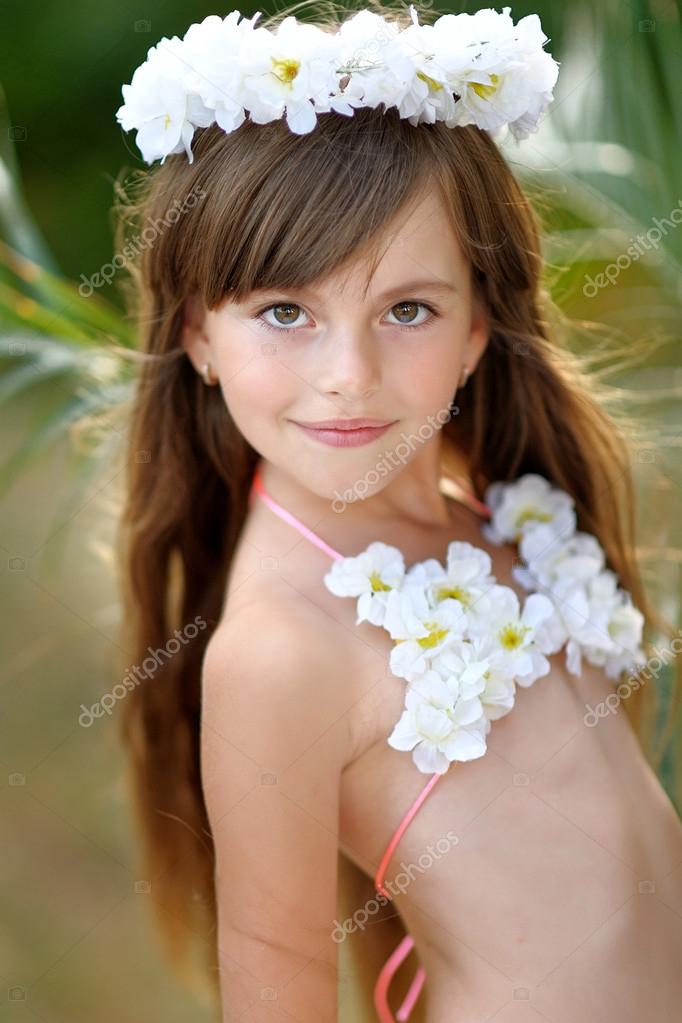 Portrait of little girl in tropical style Stock Photo by ©zagorodnaya ... Portrait of little girl in tropical style Stock Photo by ©zagorodnaya ...