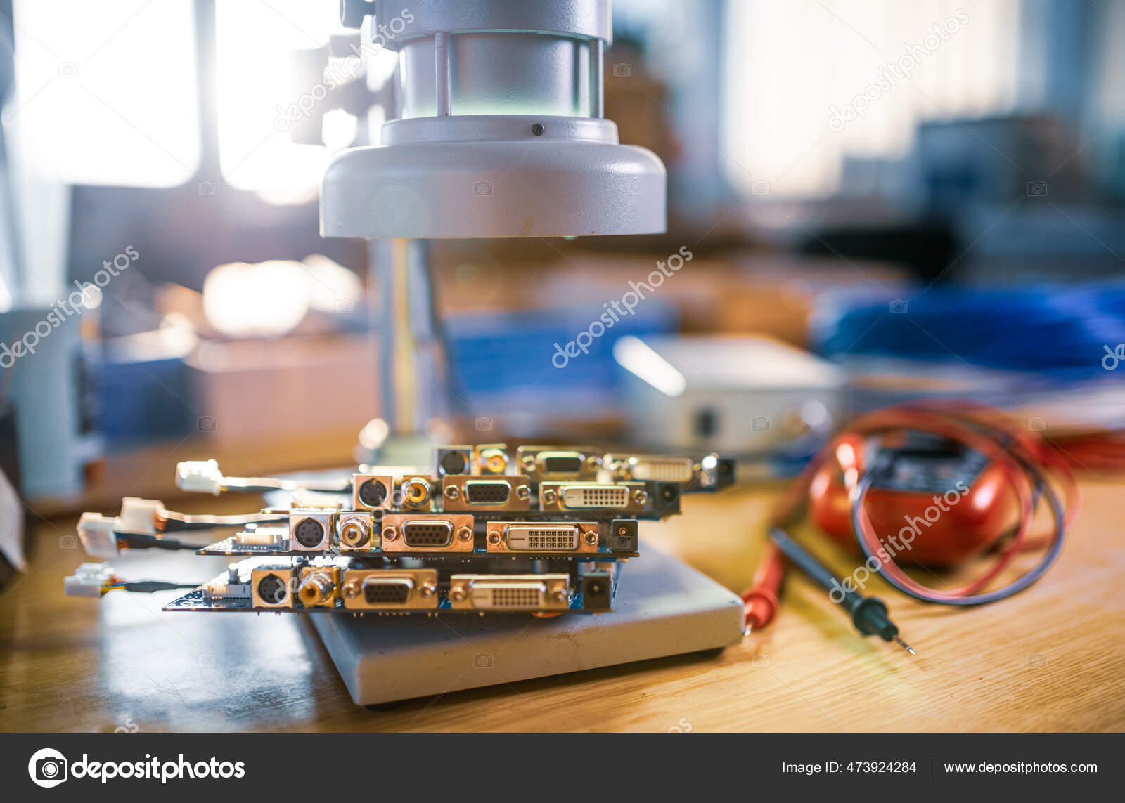 Large Modern Electron Microscope Embedded Microcircuits Stacked Test ...