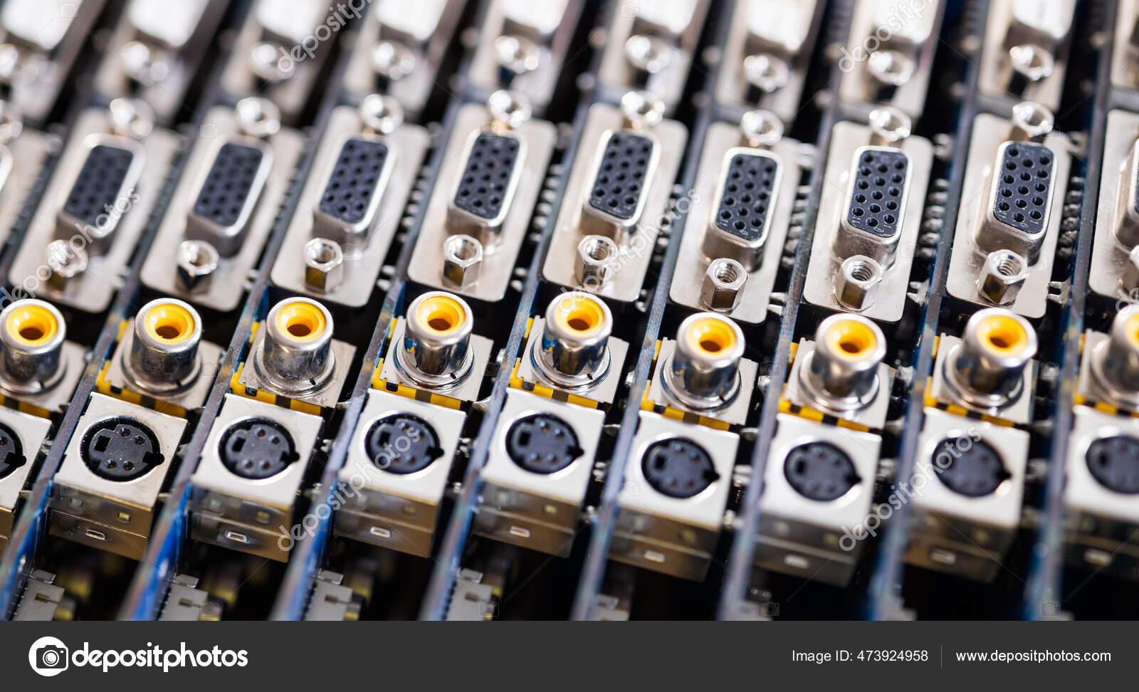 Close Blurry Metal Sockets Computer Video Board Concept Production ...