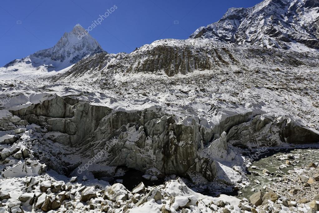 Gomukh Gaumukh origin of the Ganges river is Gangotri glacier snout ...