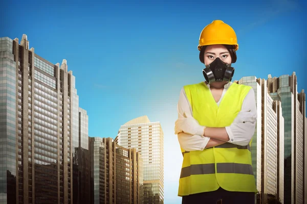 Asian engineer wearing safety vest - Stock Image - Everypixel