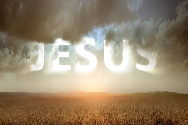 Jesus Text Street Sunset Sky Background Stock Photo by ©leolintang ...