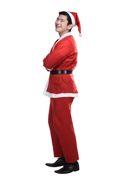Asian Man Santa Costume Sitting Isolated White Background Stock Photo ...