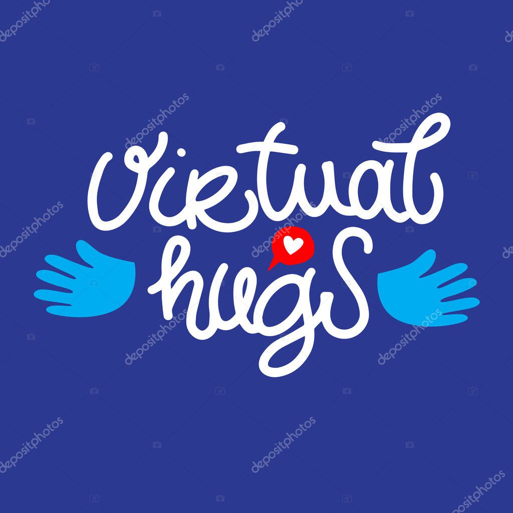 Abrazos virtuales icono de línea, vector de caligrafía moderna con las ... Abrazos virtuales icono de línea, vector de caligrafía moderna con las ...