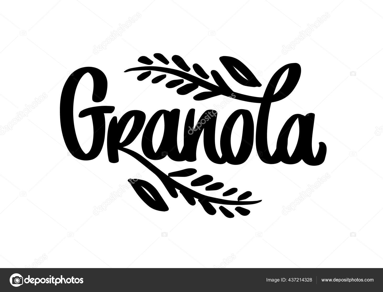 Granola logo vector template. Lettering composition and spikelets with ...