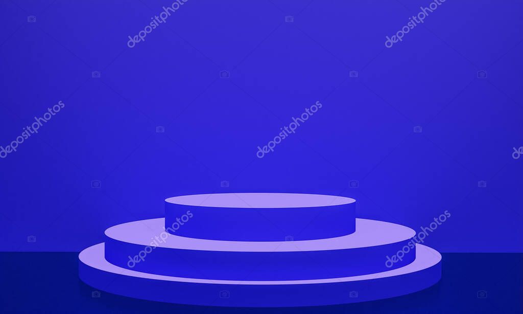 Escena con podio de color azul para una presentaci n simulada en estilo ...
